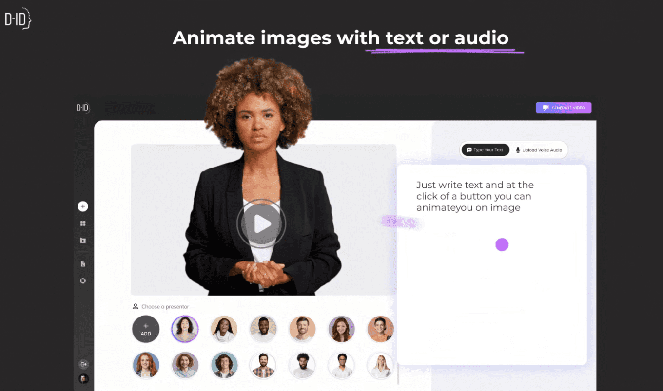 D-ID、音声アバター動画が作れる「Creative Reality Studio」12/13発表 画像とテキストだけで誰でも制作可能 | PANORA