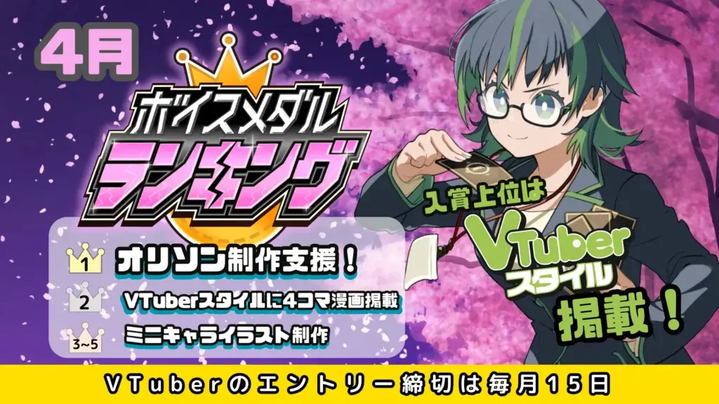 CrossVision、V-tampにおける4月度「ボイスメダル」販売数トップ5のVTuberランキングを発表 | PANORA